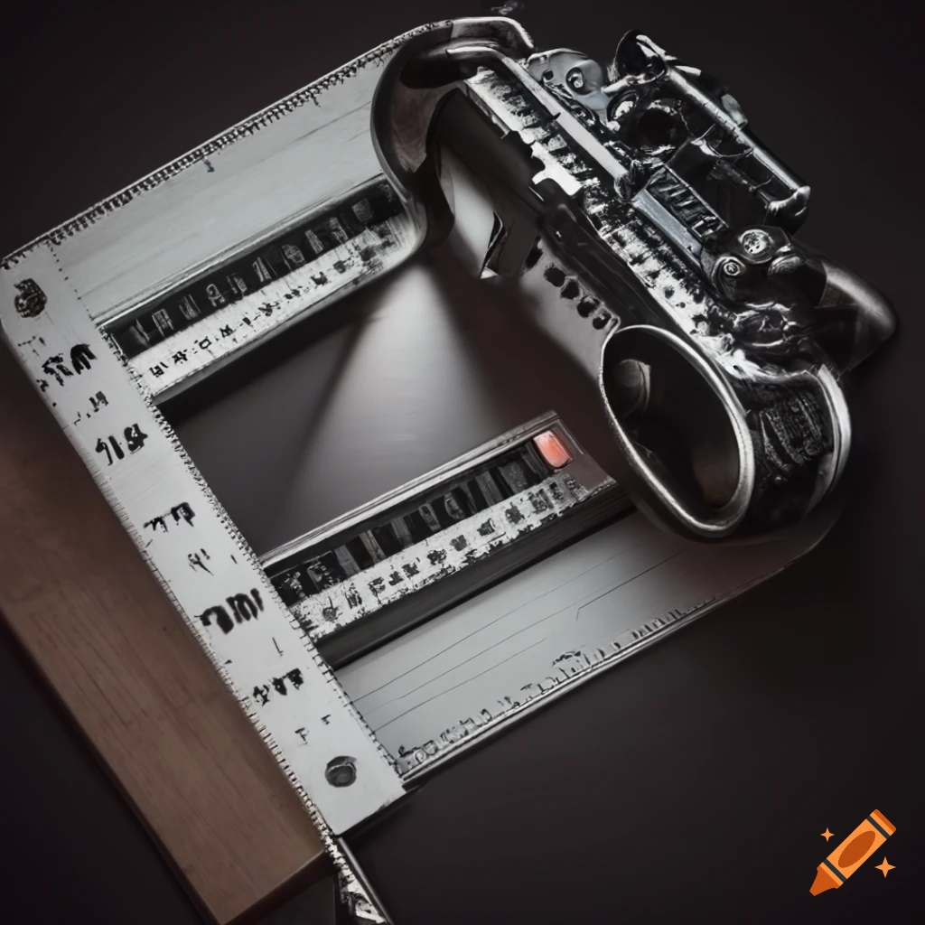 Close-up of a twisted metal ruler on Craiyon