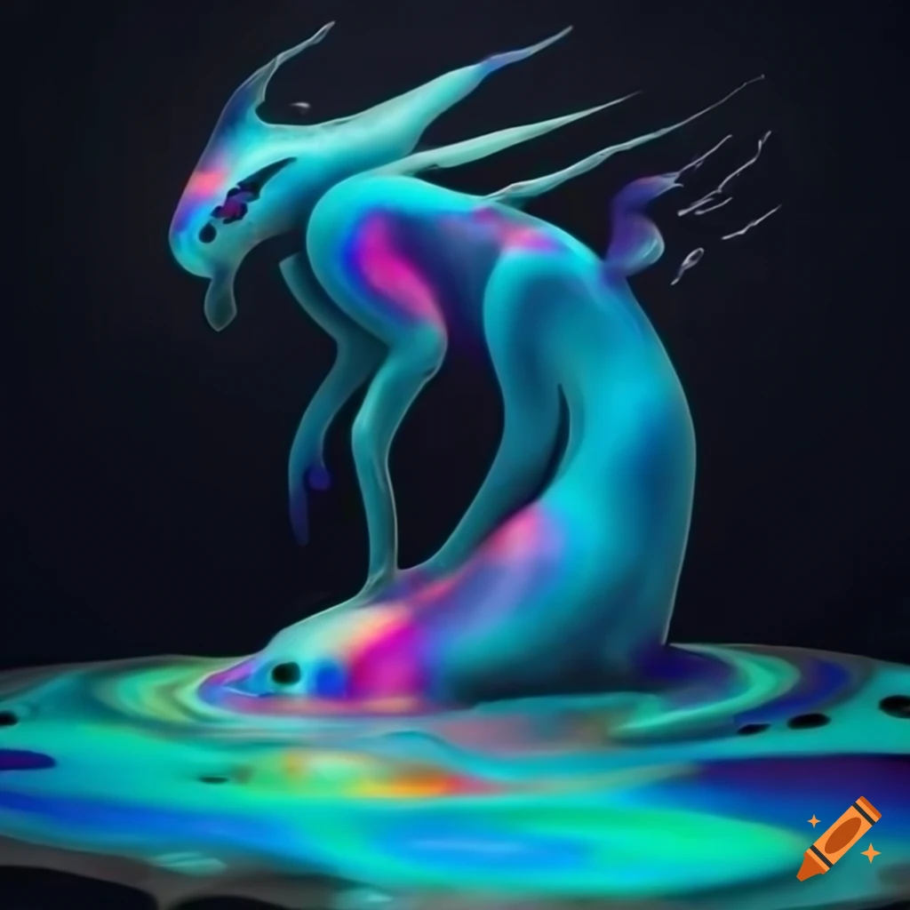 Surrealist artwork of a melting protogen on Craiyon