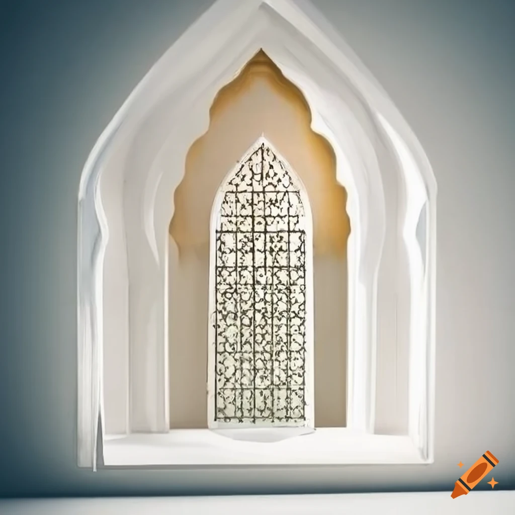 Islamic art window with white altar on Craiyon