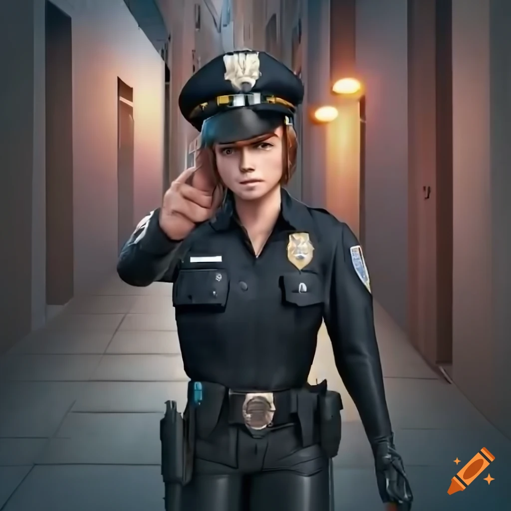 Fantasy battle scene between a police officer and an acorn on Craiyon