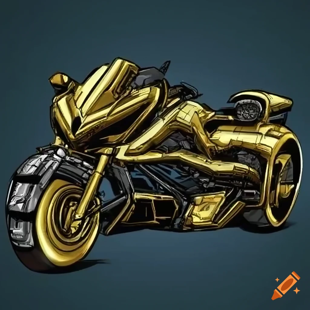 Cool gold and black futuristic motorcycle on Craiyon