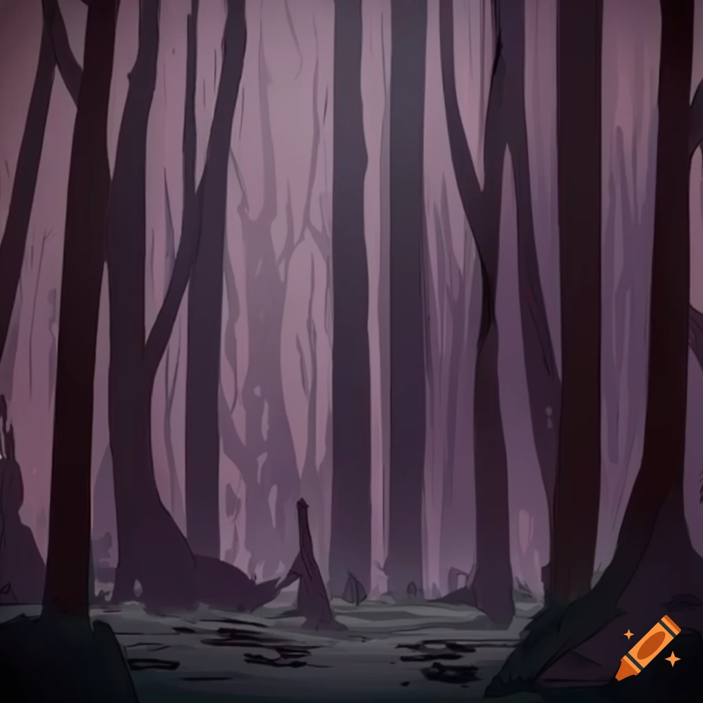 Comic style forest illustration on Craiyon