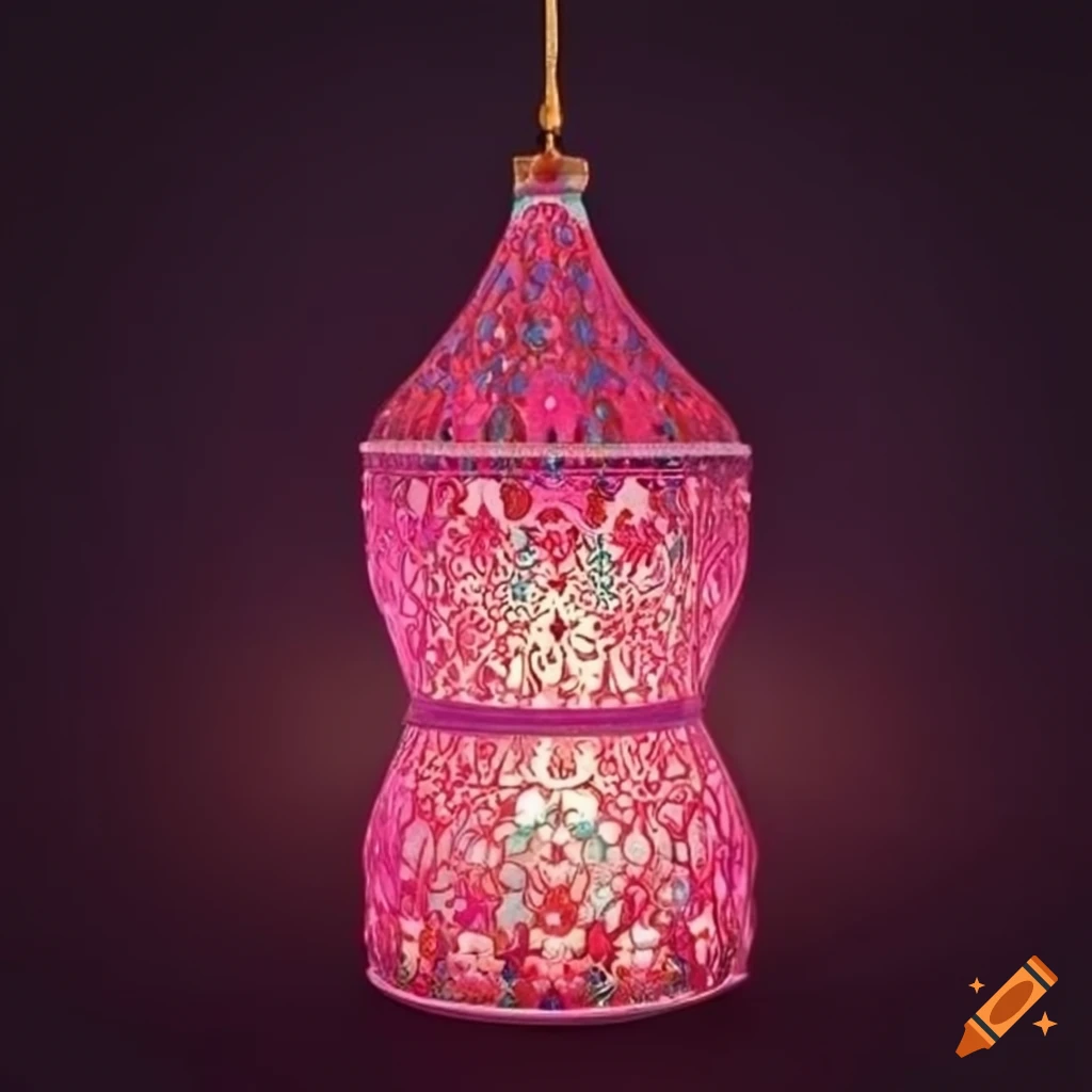 White and pink islamic art lamp