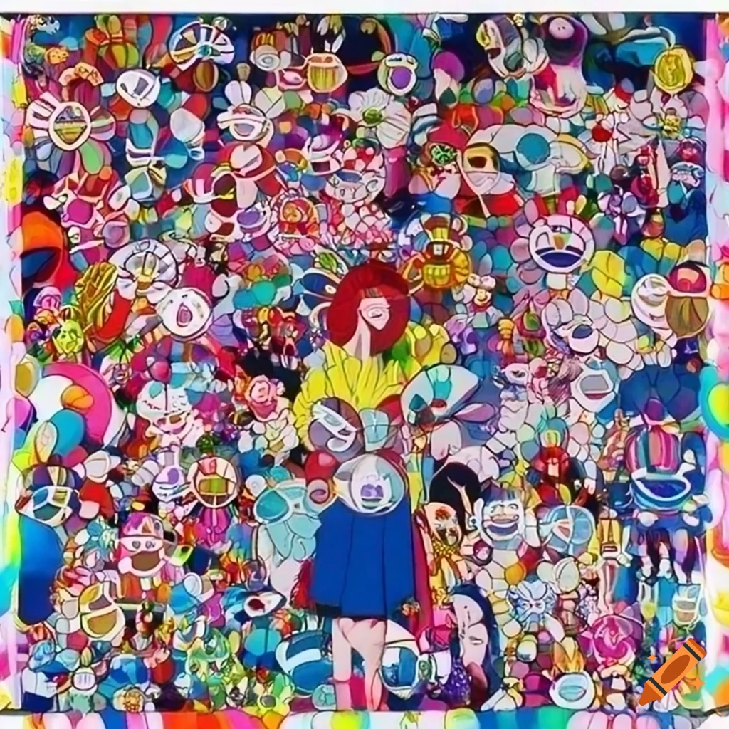 Colorful pop art crowd scene on Craiyon