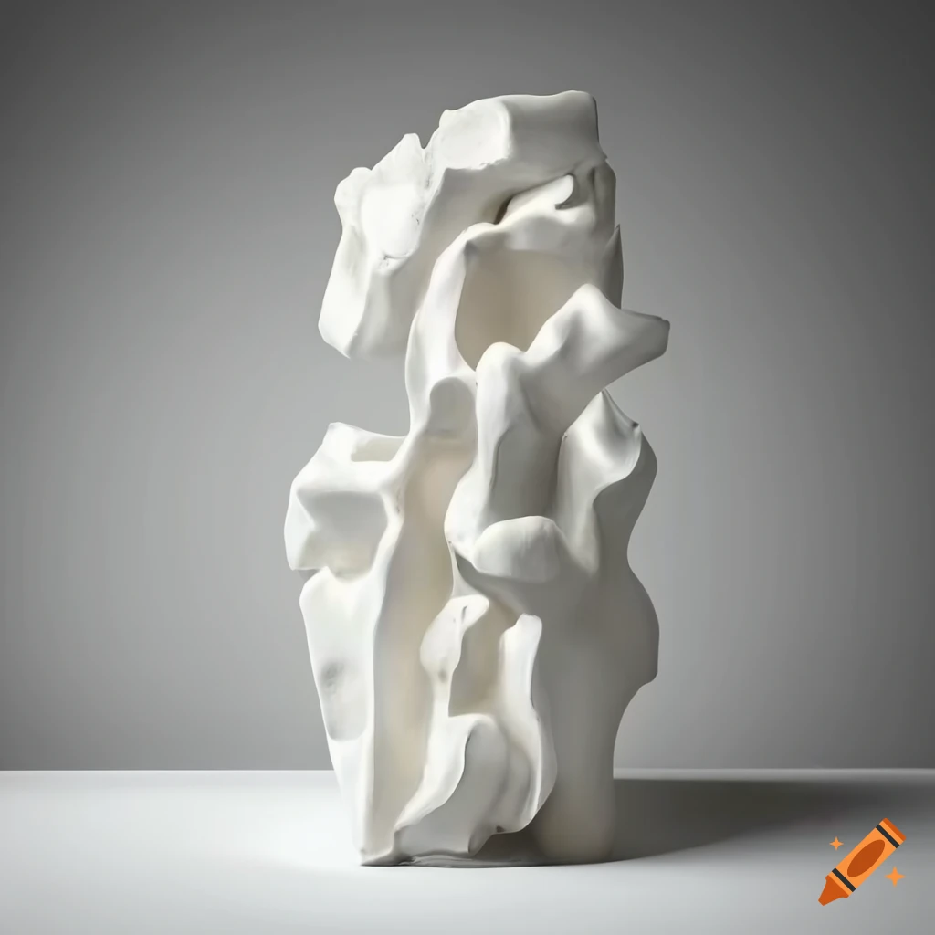 Surreal abstract sculpture in white gesso on Craiyon