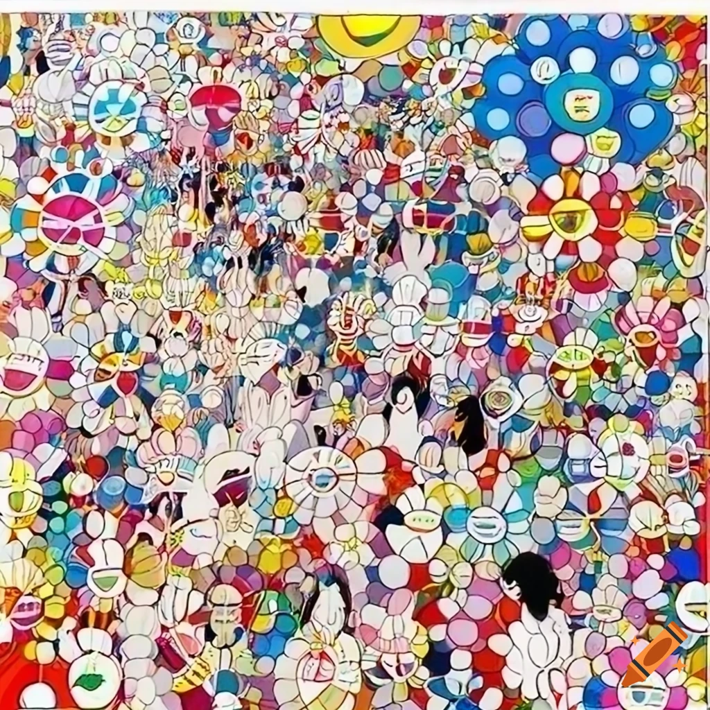 Colorful pop art crowd scene on Craiyon