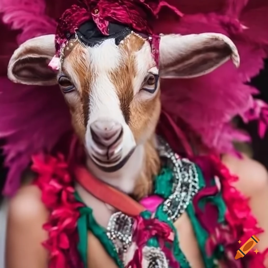 Goat in a colorful carnival outfit on Craiyon