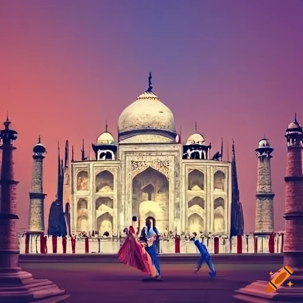 Colorful indian family festival with beautiful architecture and joyful ...