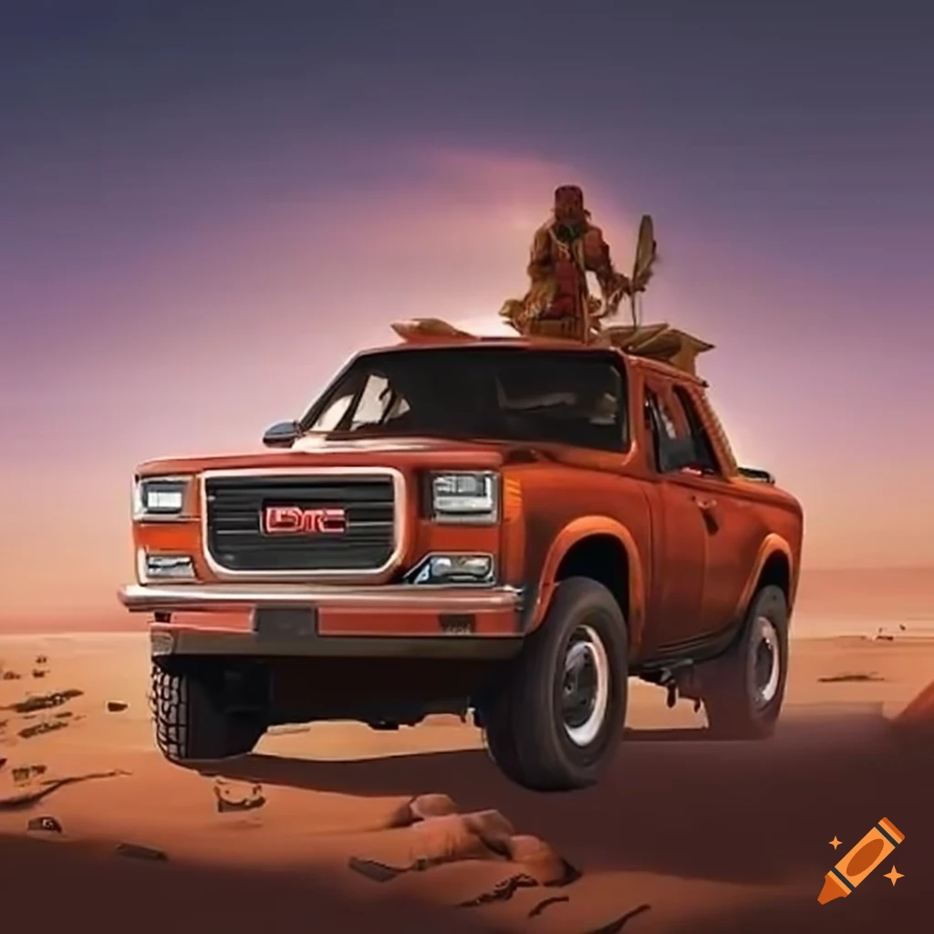 Native american man driving a gmc jimmy