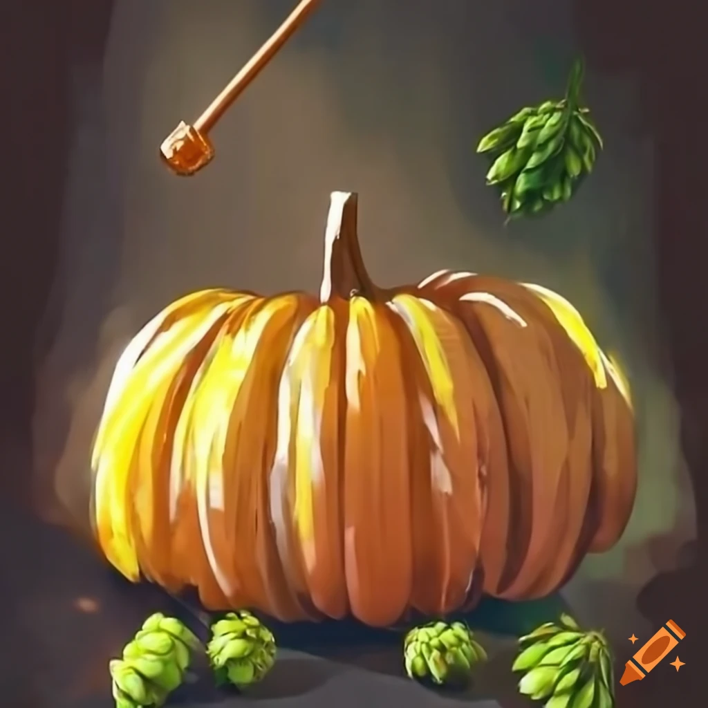 Whimsical cartoon logo with barley and hops flowers on a white ...