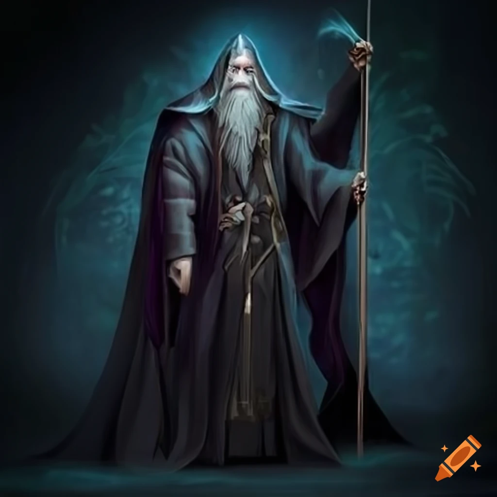 Dark fantasy wizard illustration on Craiyon