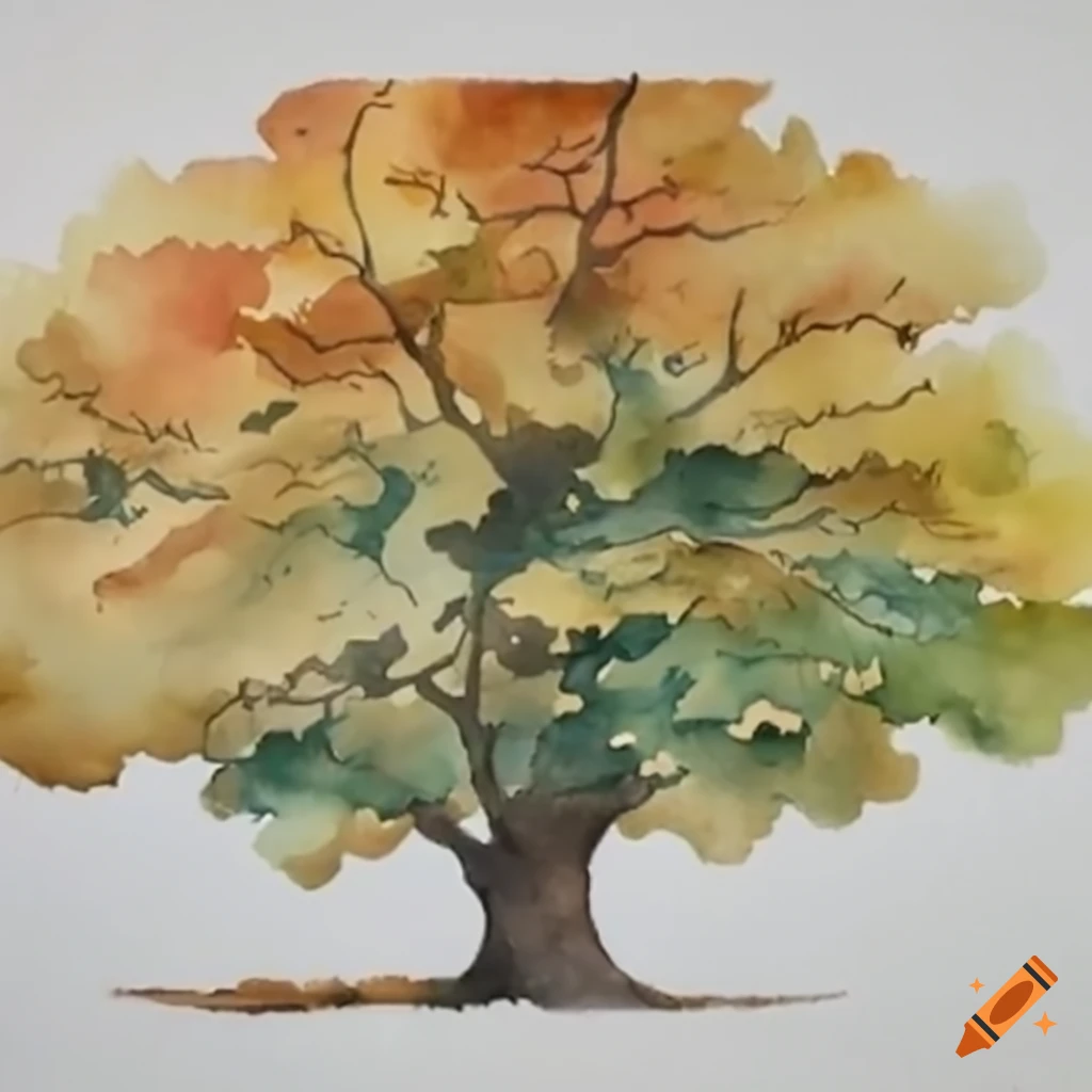 Golden oak trees in a serene setting on Craiyon