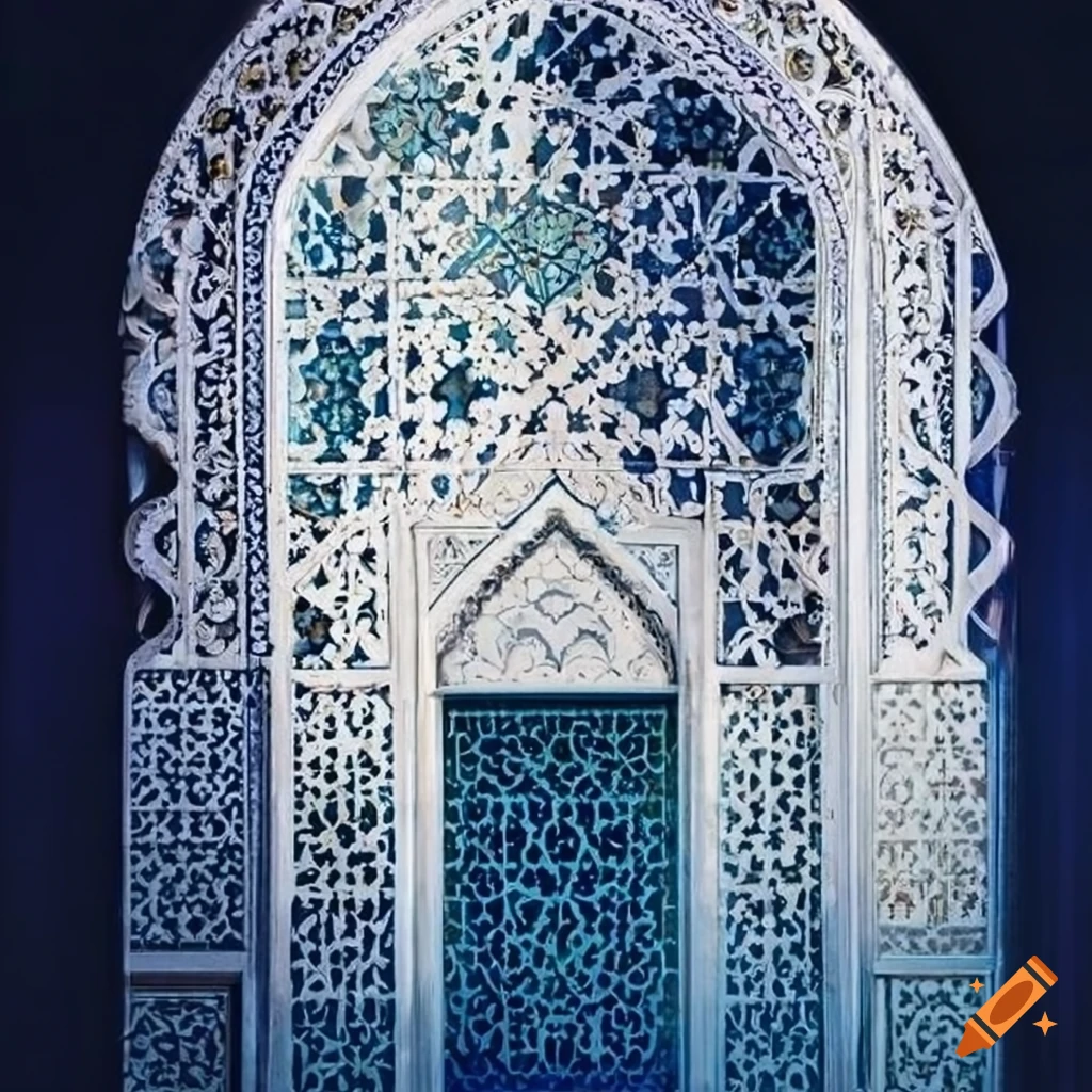 White islamic art window in a place of worship