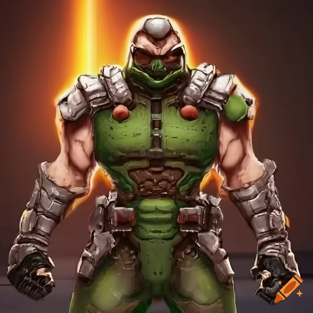 Doomguy in mortal kombat style on Craiyon