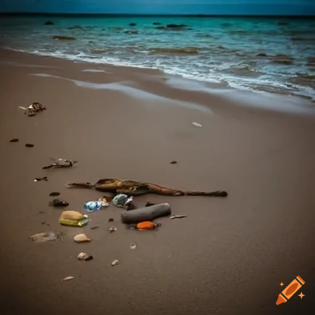 Beach filled with litter