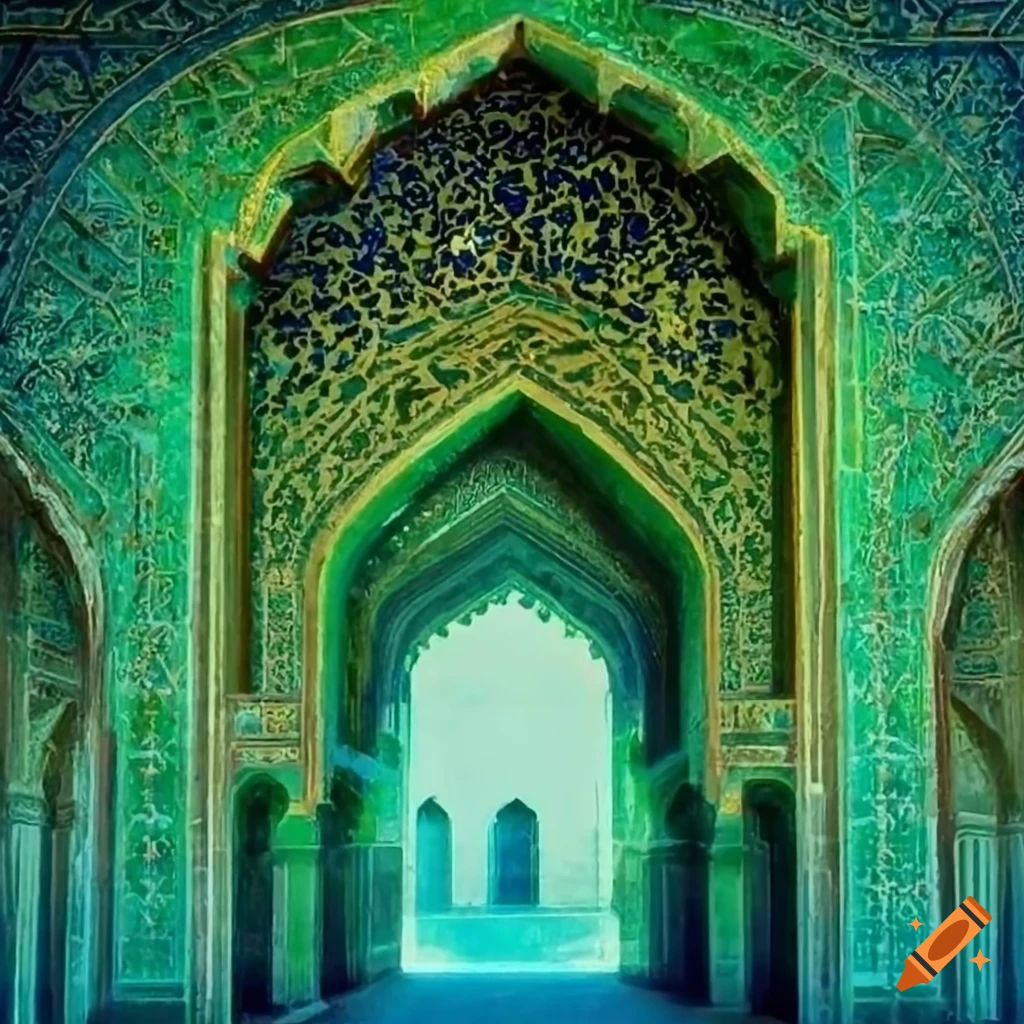 Geometric architectural art with arches and steps inspired by the ...