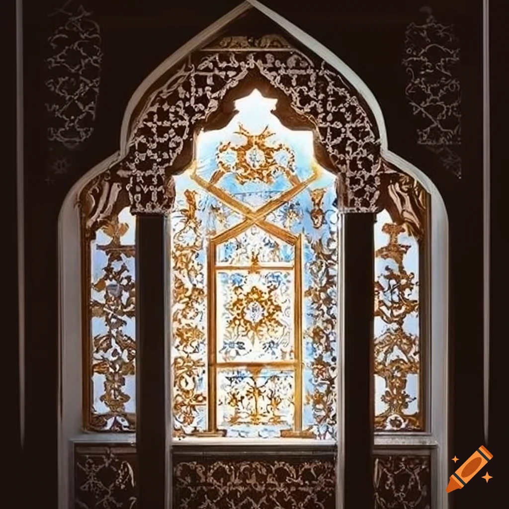 Stunning white islamic art altar window on Craiyon
