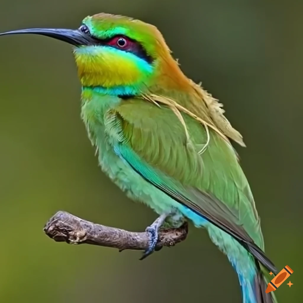 Green bee eater bird perched on a branch on Craiyon