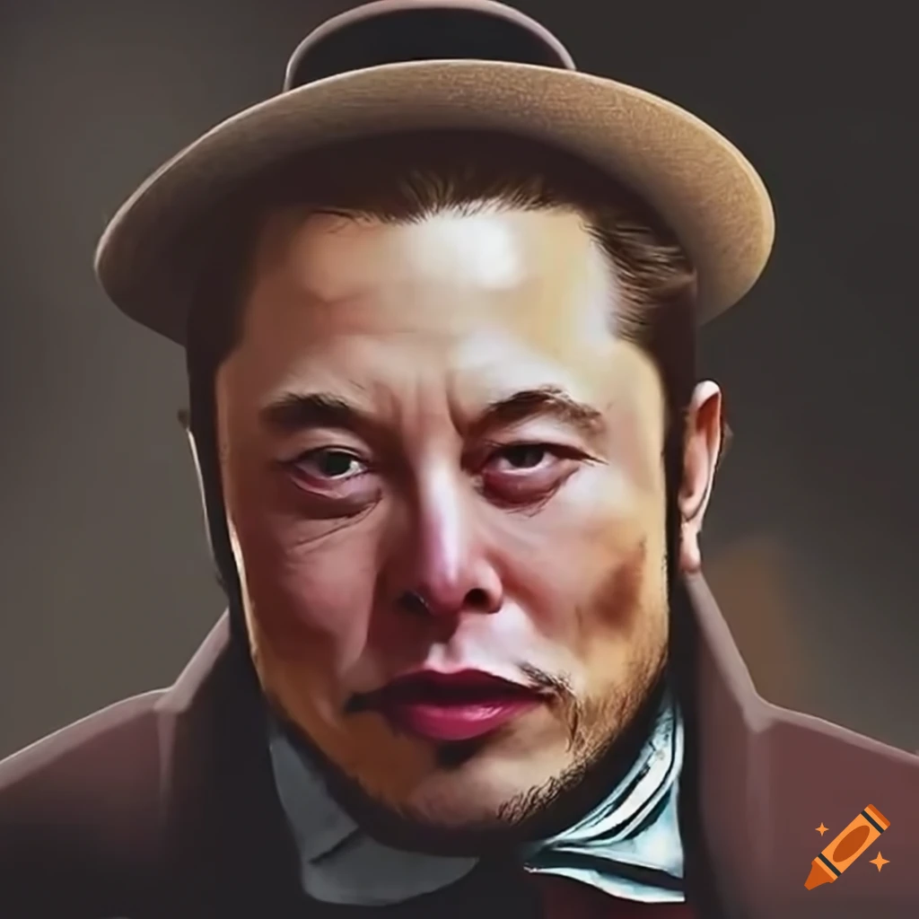 Satirical image of elon musk with a rabbi hat and a beard on Craiyon
