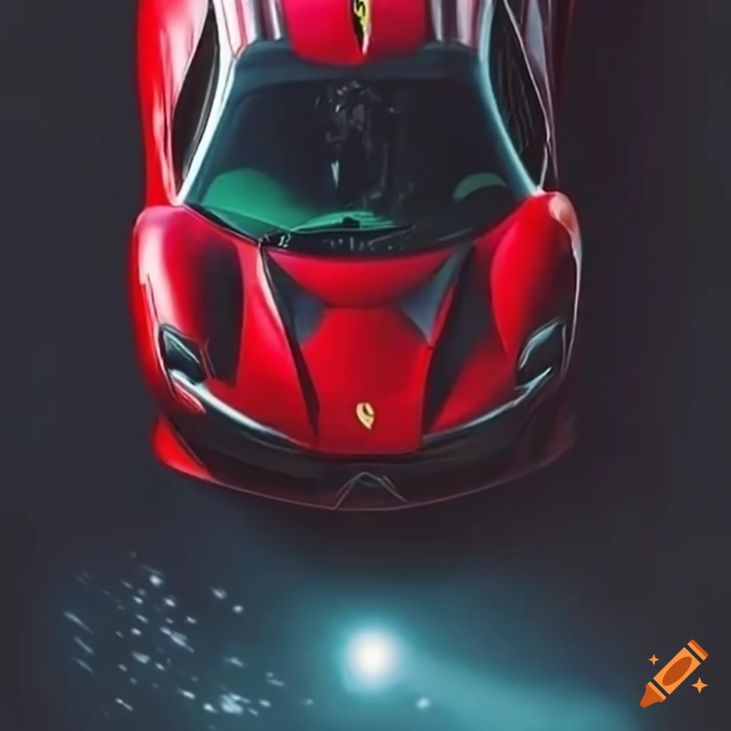 Phone wallpaper of a flying superhero above a Ferrari on Craiyon
