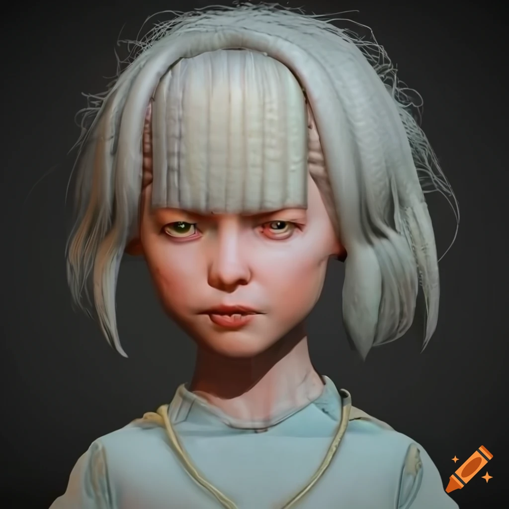 Sculpture of a mad scientist little girl on Craiyon