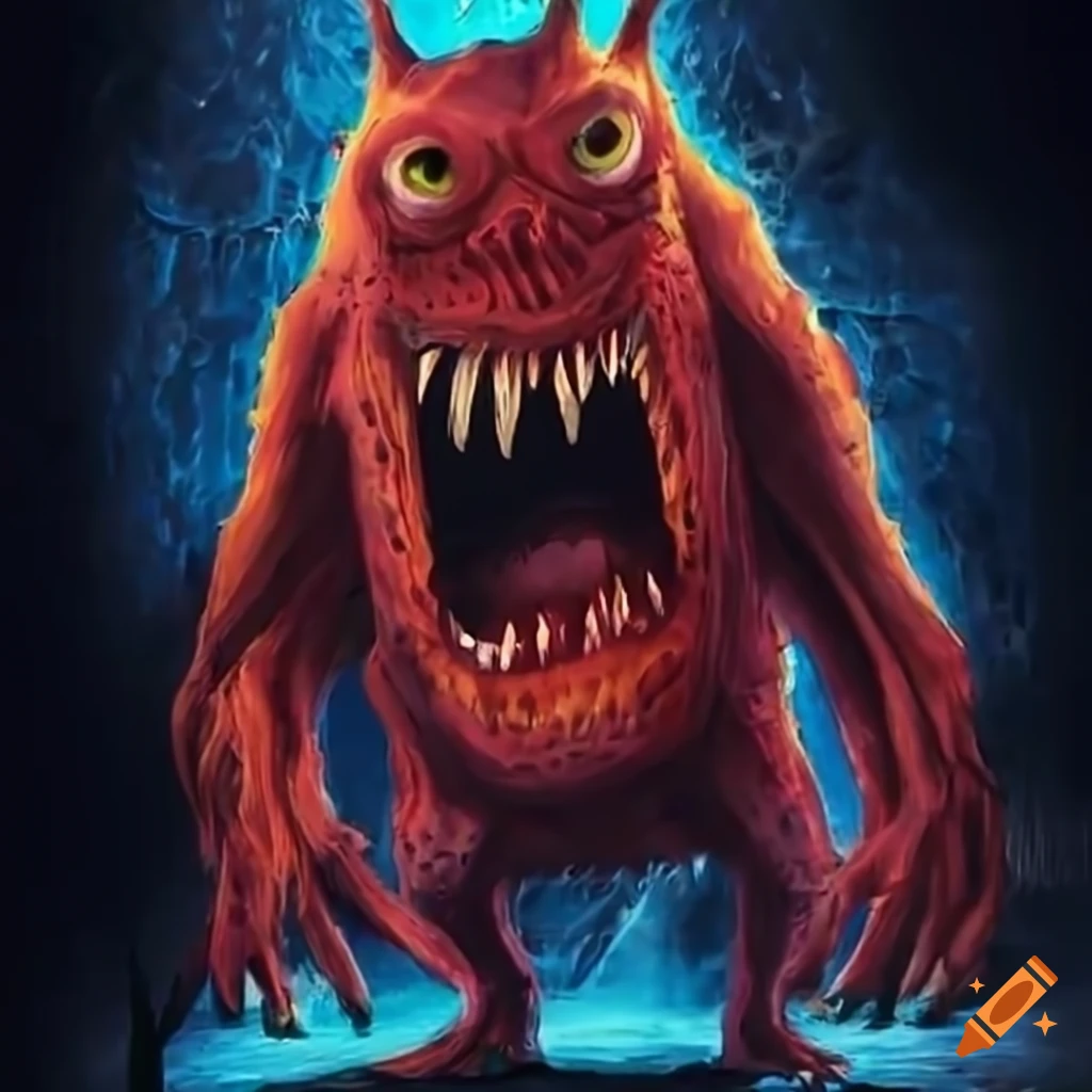 Detailed drawing of a monster on Craiyon