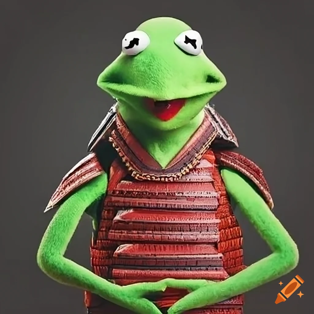 Kermit the frog dressed as a samurai on Craiyon