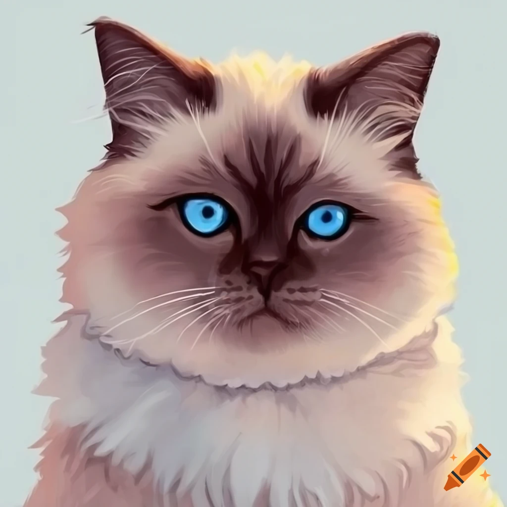 Fluffy seal point himalayan cat with a grumpy face on Craiyon