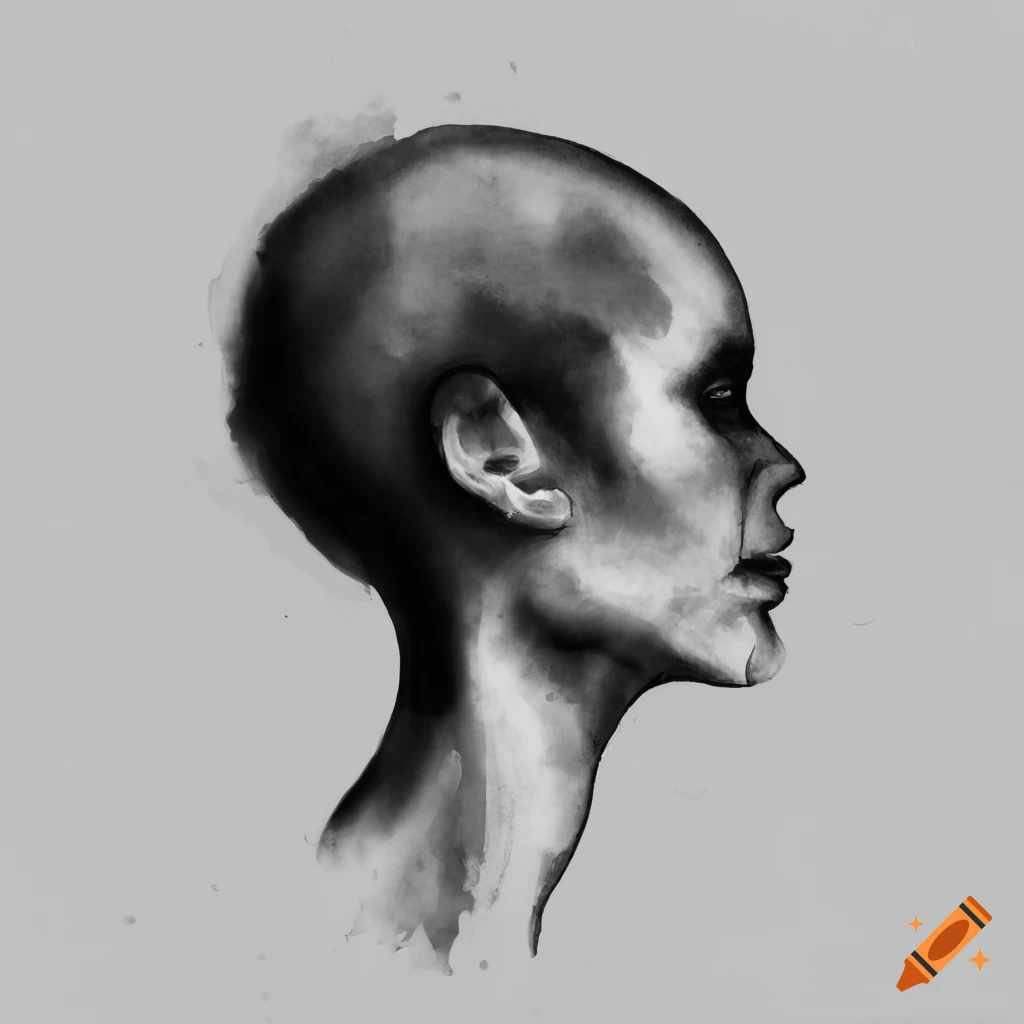 Sketch of a man with a bleeding right eye in black and white on Craiyon