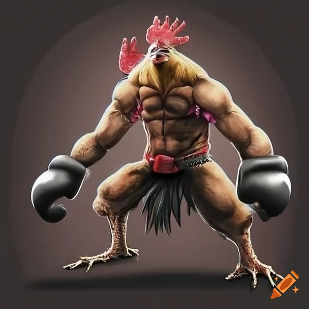 Feathered muscular duck humanoid warrior on Craiyon