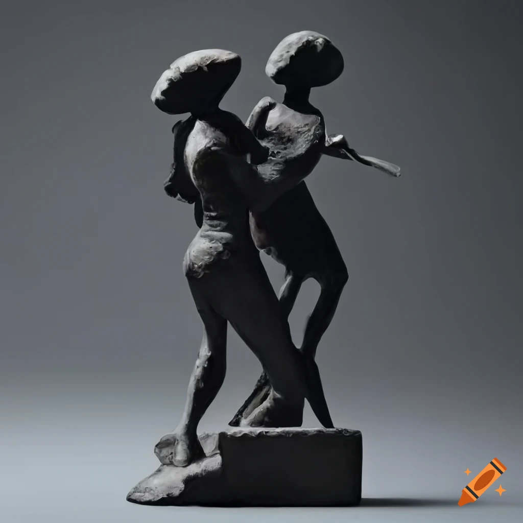 Primitive sculpture of drum dancers