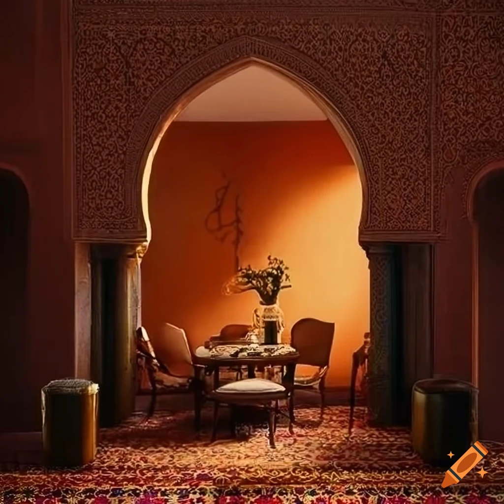 Vibrant and colorful Moroccan inspired interior on Craiyon