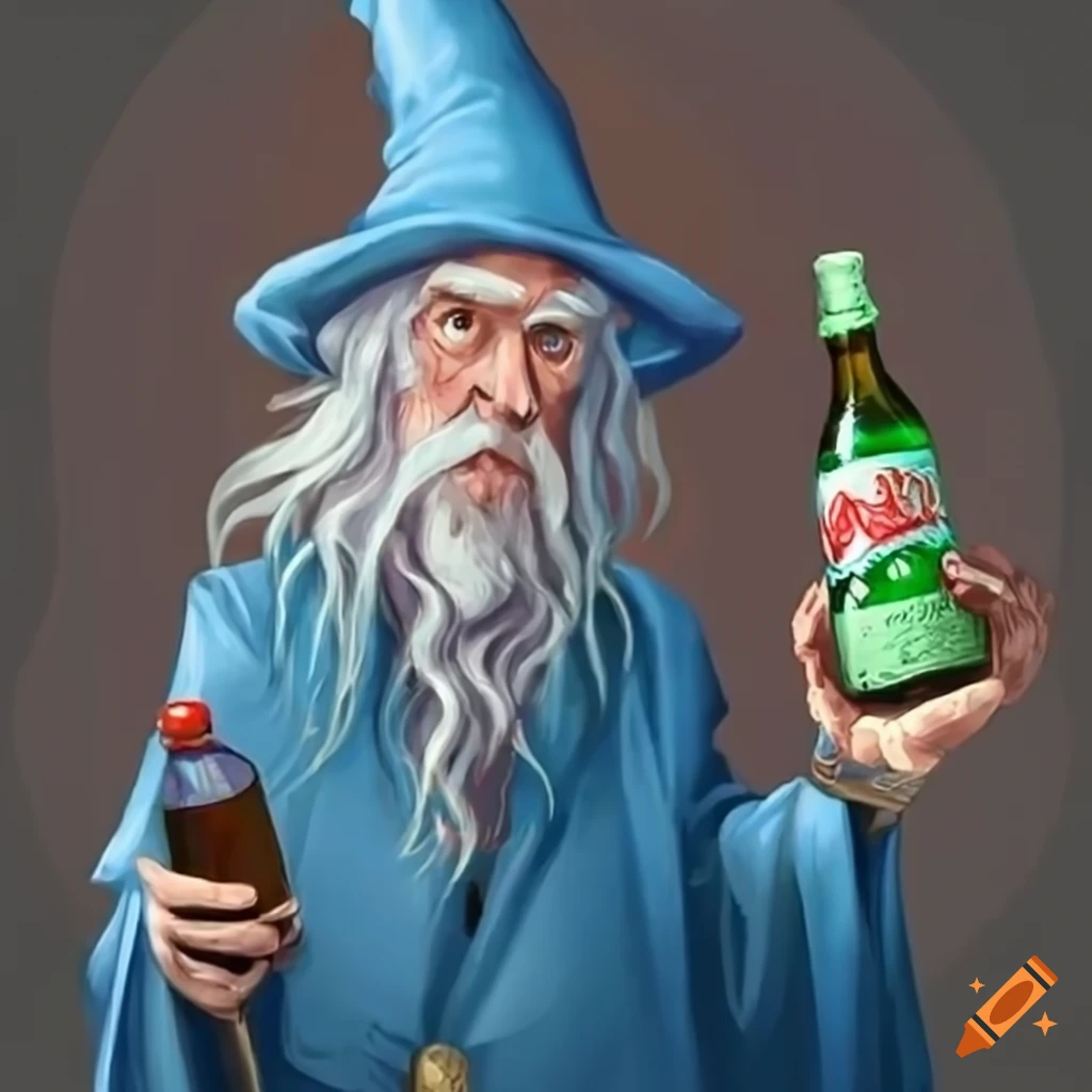 Humorous depiction of a wizard in a convenience store on Craiyon