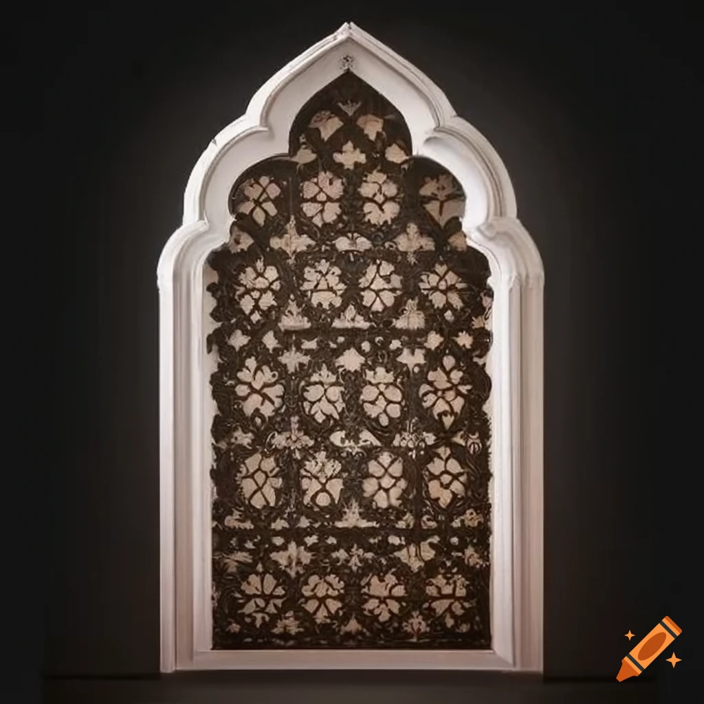 Silver islamic art window altar on Craiyon