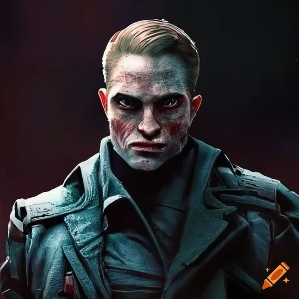 Robert Pattinson as a gangster assassin with a facial scar on Craiyon