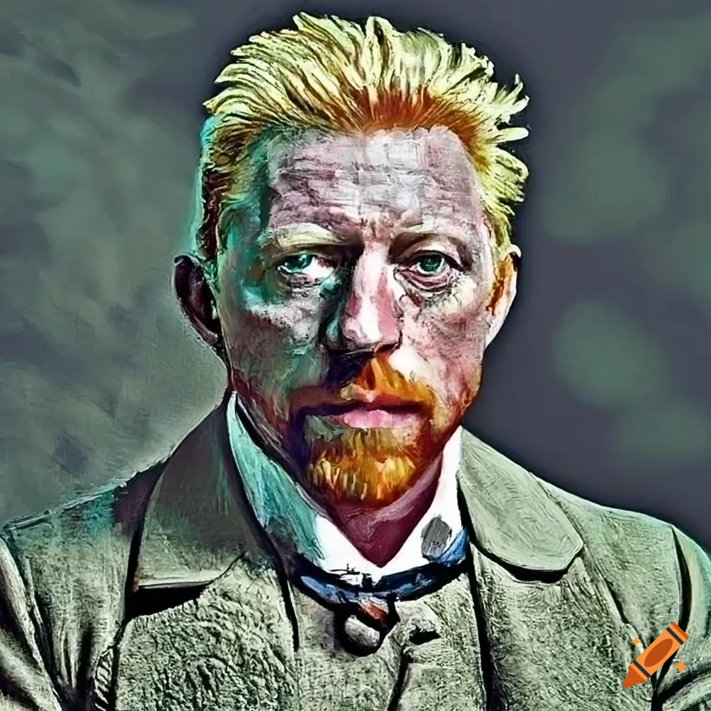 Portrait of boris becker in van gogh style