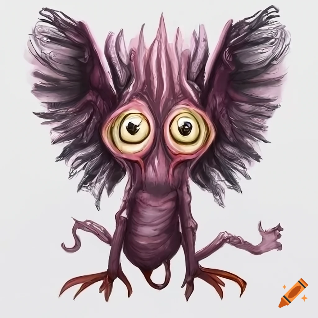 Cute monster drawing on a white background on Craiyon