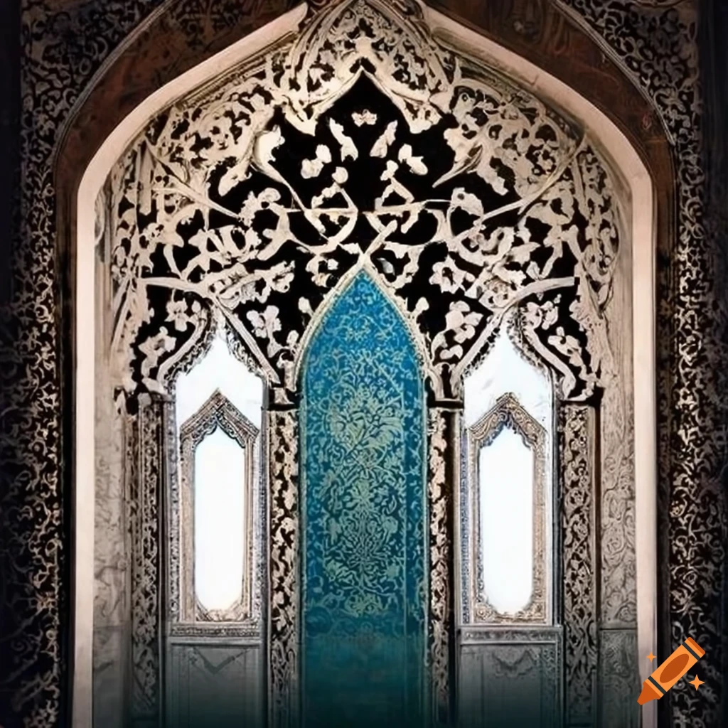 Stunning white islamic art altar window on Craiyon