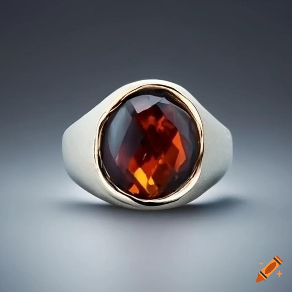 Silver signet ring with crest design on Craiyon