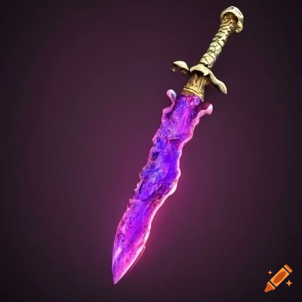 Dark matter dagger with a purple metal handle on Craiyon
