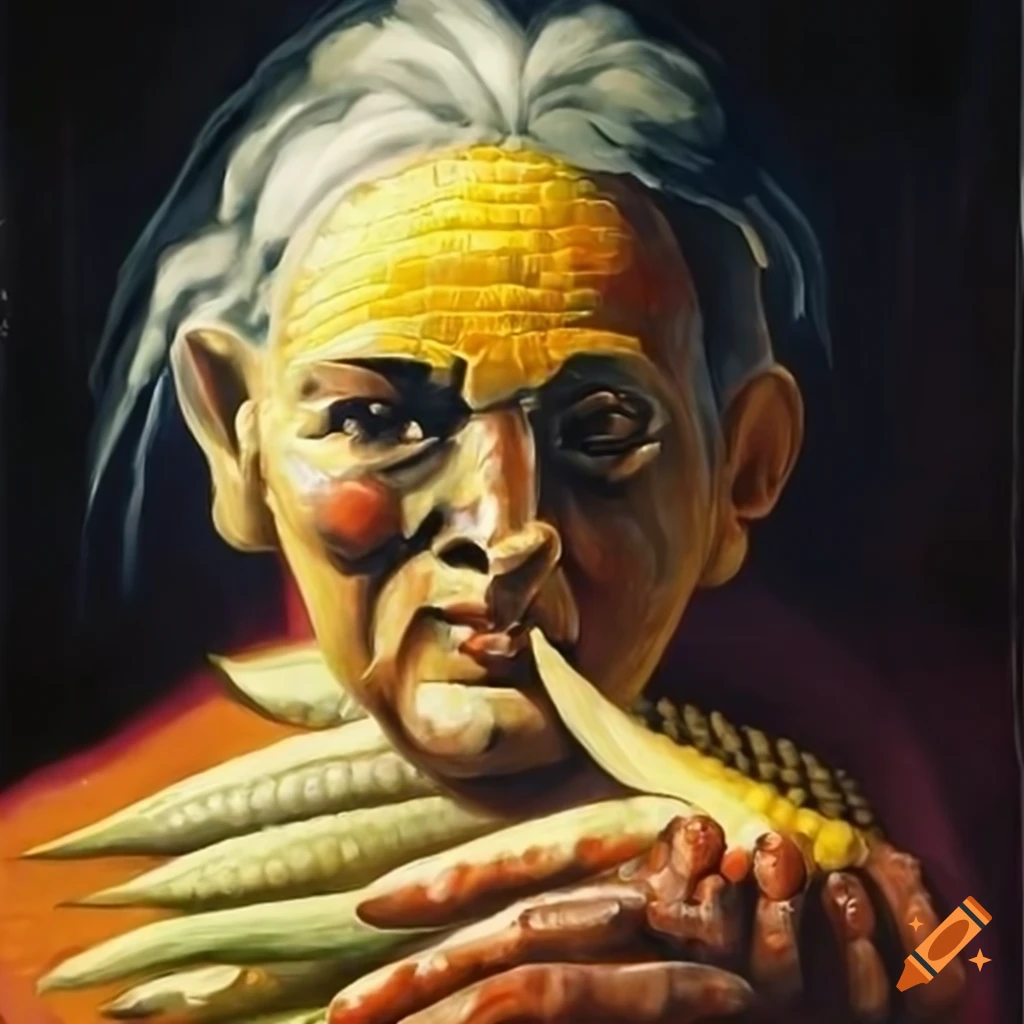 Surreal portrait of a corn-man by picasso
