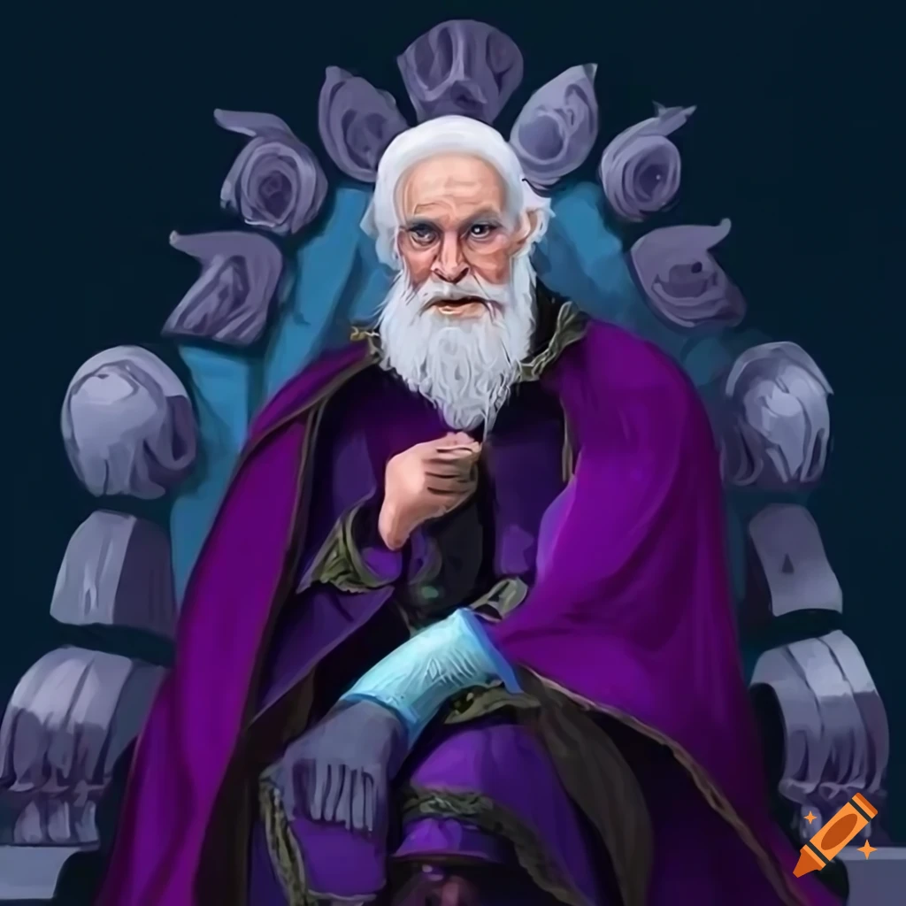 Image of an old wizard sitting on a throne on Craiyon