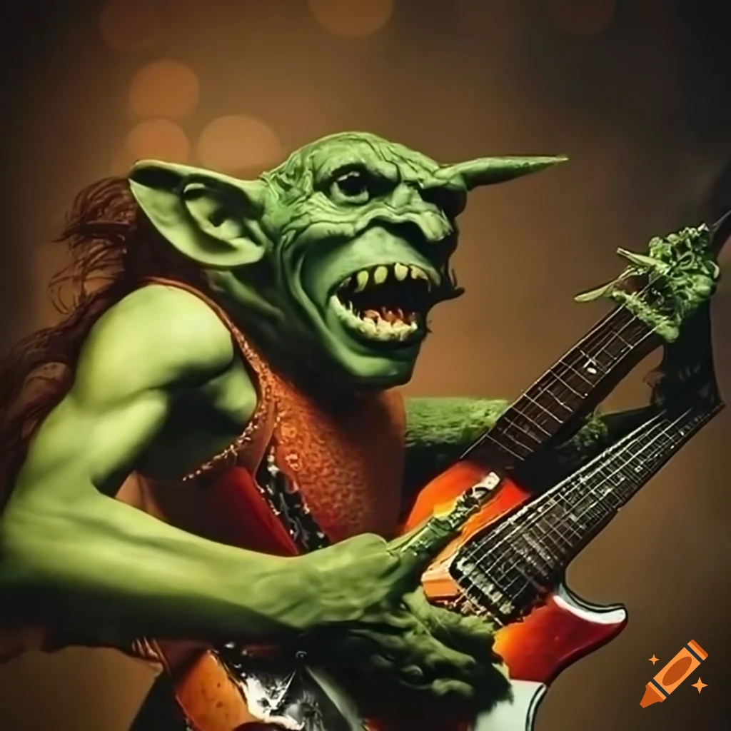 Renaissance painting of goblins with electric guitars on Craiyon