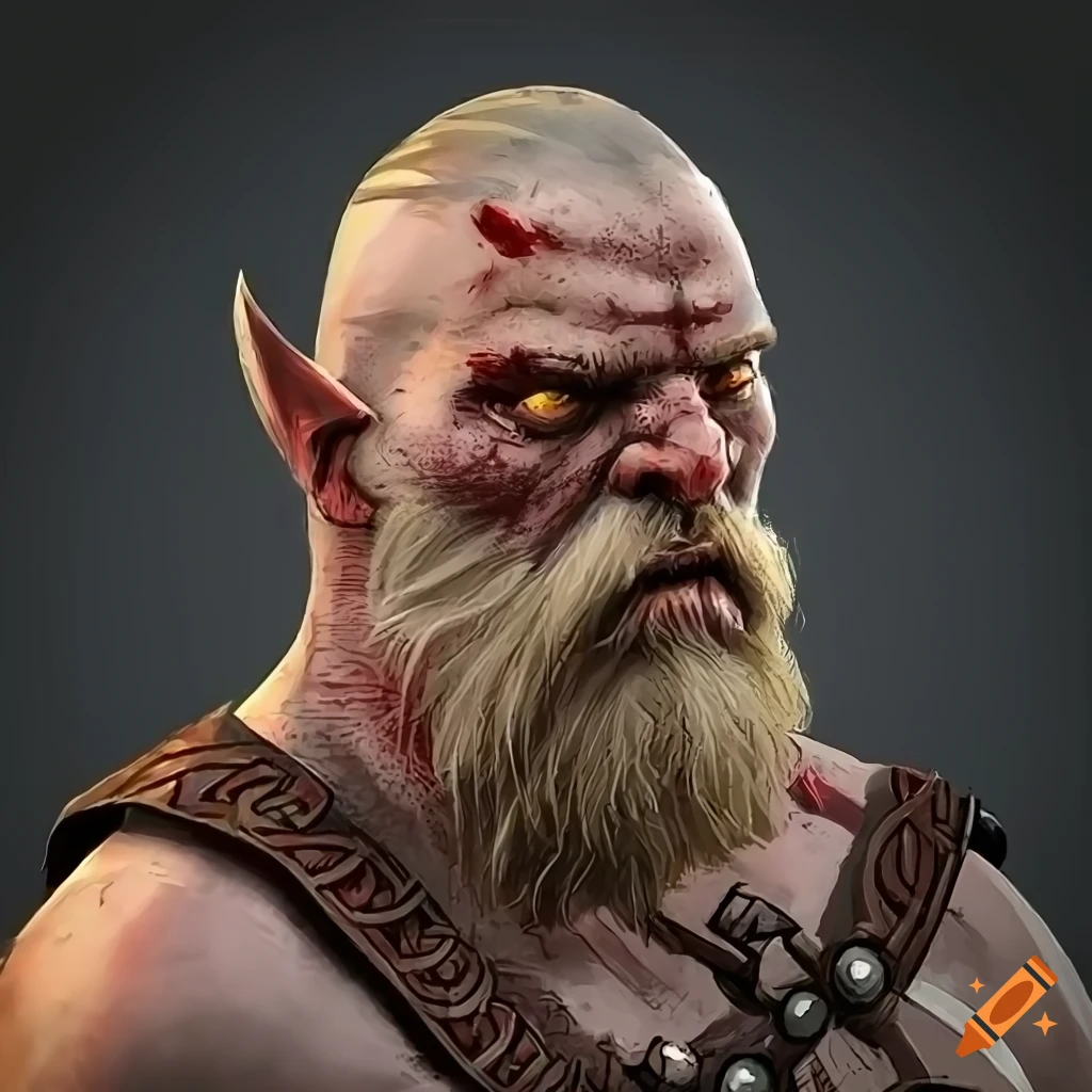 Viking dnd triton male with a lichtenberg scar in scale-mail armor on ...