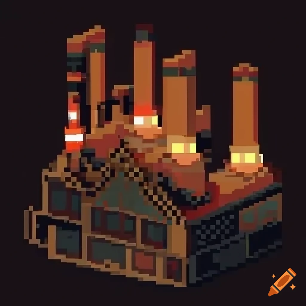 Pixelart representation of a factory on Craiyon