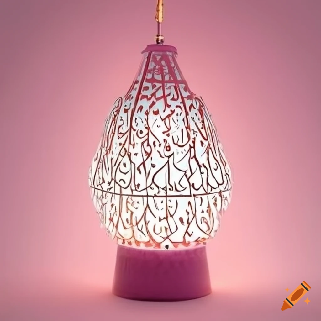 White and pink islamic art lamp on Craiyon