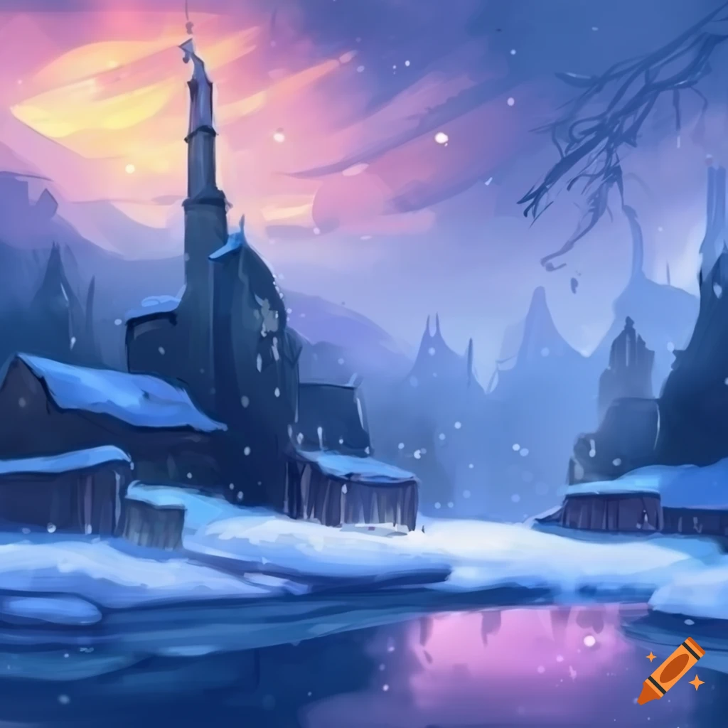Concept art of a winter wonderland on Craiyon