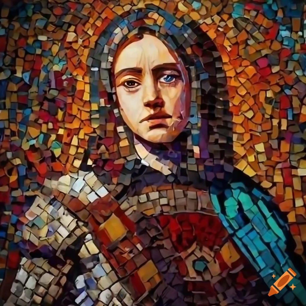 Ultra-detailed mosaic painting in fabritius style