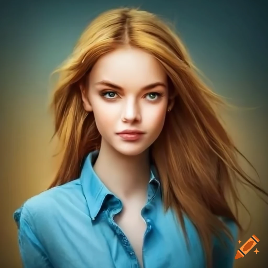 Portrait Of A Girl With Hazel Eyes And Golden Hair On Craiyon