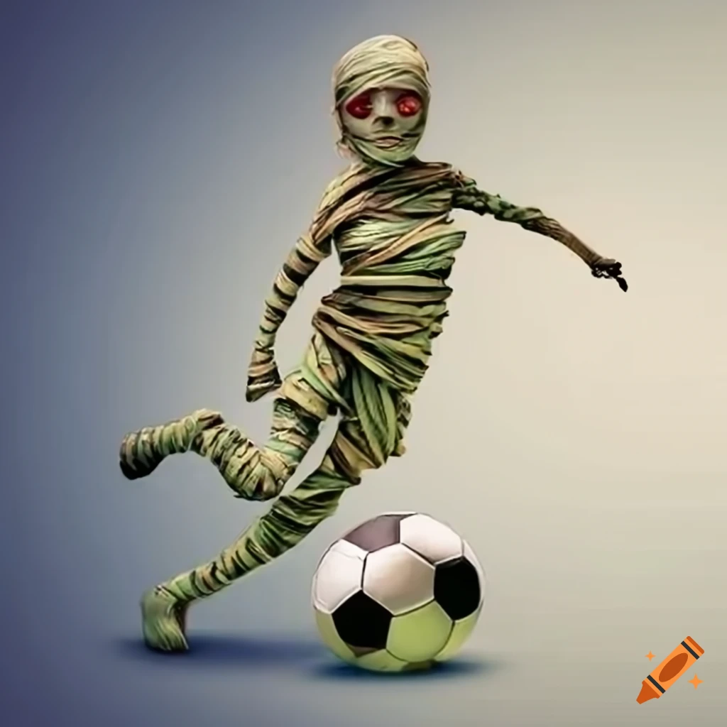 Female mummy playing soccer
